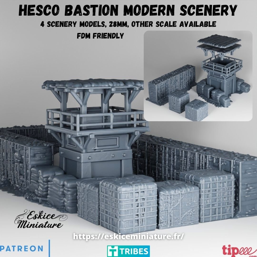 Hesco bastions scenery kit - 28mm by Eskice Miniature - Wargaming3D